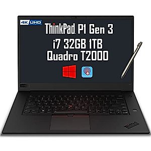 Lenovo ThinkPad P1 Gen 3 15.6" 4K OLED Touchscreen (Intel 8-Core i7-10875H, 32GB RAM, 1TB SSD, Quadro T2000, Active Stylus) Mobile Workstation Laptop, Backlit, 3-Yr Premier WRT, Win10 Pro / 11 Pro
