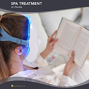 LumaCare LED Face Mask - Red Light Therapy for Glowing Skin, 8 Wavelengths, Safe and Comfortable, Includes Head Strap, Brackets and Controller