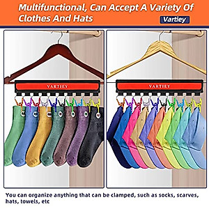Vartiey Hat Rack Organizer, baseball cap organizer，Cap Organizer Holder for Hanger & Room Closet, Multifunctional Baseball Cap Organizer Hanger Folding Travel Clothespins Hanger with 10 Clips