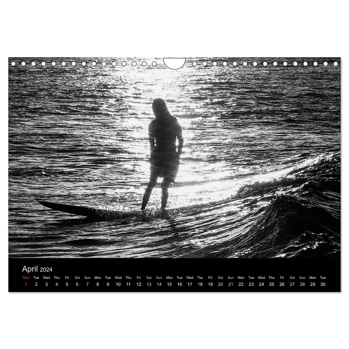 Surf in B&W (Wall Calendar 2024 DIN A4 Landscape), CALVENDO 12 Month Wall Calendar