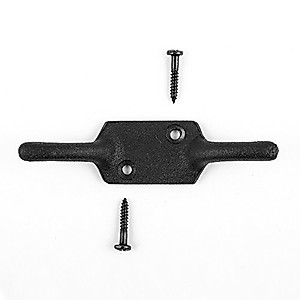 Renovators Supply Manufacturing Cleat Hooks 4 in. Black Wrought Iron Cord Rope Holder for Window Blinds or Flagpoles with Screws