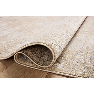 Loloi Odette Collection 6'-7" x 9'-6" Area Rug in Beige/Silver - Designer Long Runner Rug, Neutral Runner Rug for Hallways & Entryways, High-Traffic Area Rug