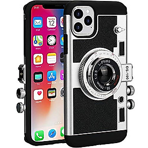 Awsaccy Emily in Paris Phone Case for iPhone 14 Pro 6.1 inch Camera Case Vintage Cover Cute 3D Cool Unique Design Silicone Case with Removable Neck Strap Lanyard for Girls Women Black