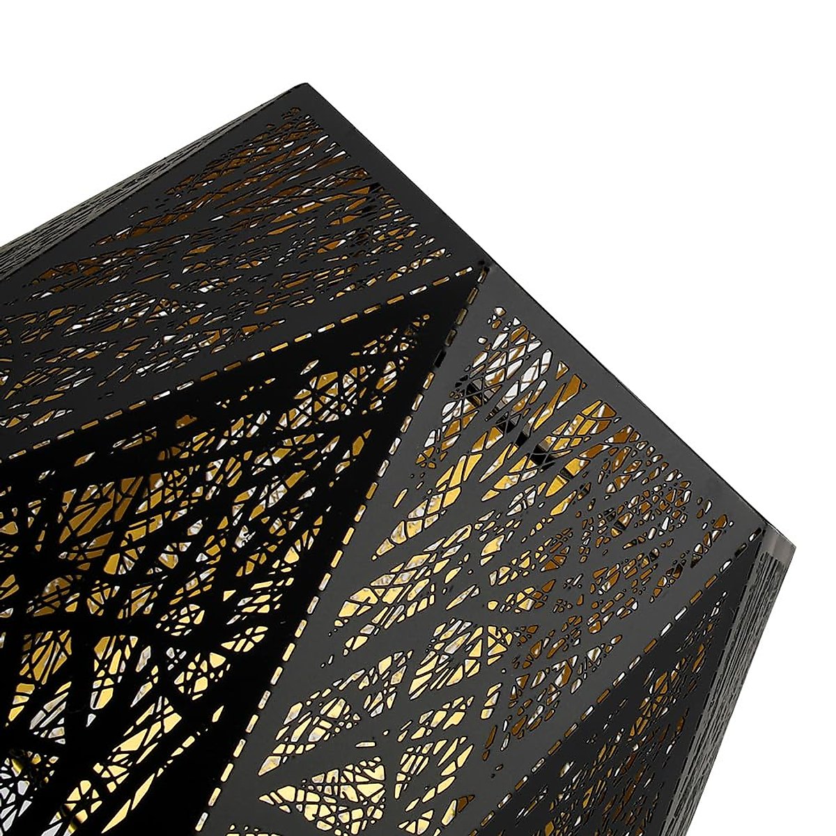 Medium Modern Style Lamp Shades with Multiple Sides, ALUCSET Metal Lampshade with Pattern of Trees for Table Lamp and Floor Light, 7 x 13.8 x 9.5 Inch, Spider (Black/Gold)