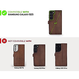 Snakehive Samsung Galaxy S23 Leather Case | Genuine Leather Wallet Phone Case with Card Holder | Flip Folio Case/Cover with Stand | Compatible with Samsung Galaxy S23 | (Brown)