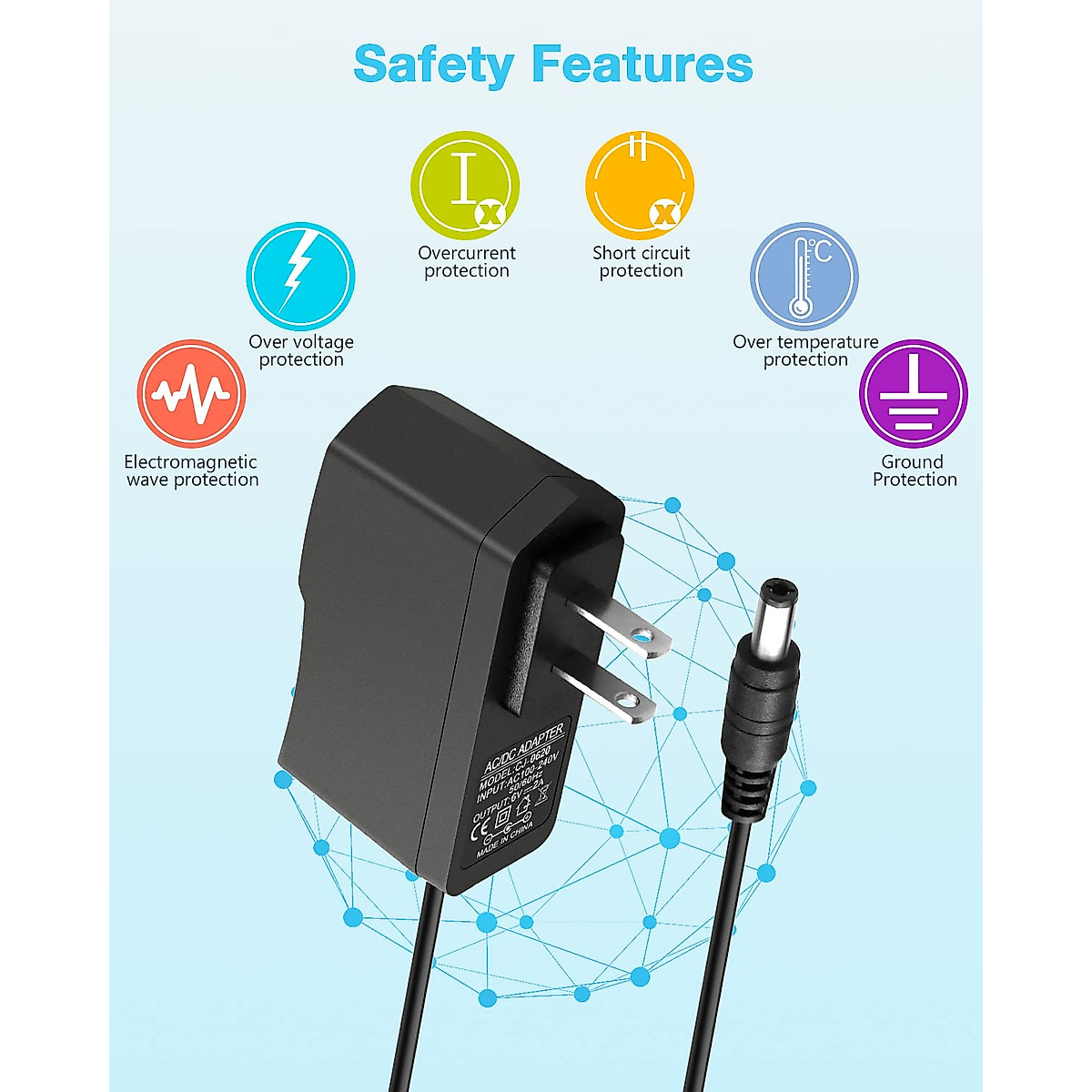 Aclorol 6V 2A Power Supply 12W 6V 1.5A 1A 0.5A 500mA AC/DC Adapter Universal Charger AC 100V-240V to DC 6 Volt 2 amp Repalcement Charger for Elliptical Monitor and More DC 6V Devices