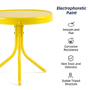 EONGDN Patio Bistro Set 3 Piece Outdoor, Retro Metal Lawn Chairs, 2 C-Spring Outdoor Chairs and Round Side Table, Lemon Yellow,(RICS03)
