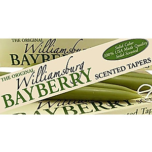 Williamsburg Bayberry Candles Tapers with Candle Legend - Bayberry Scented