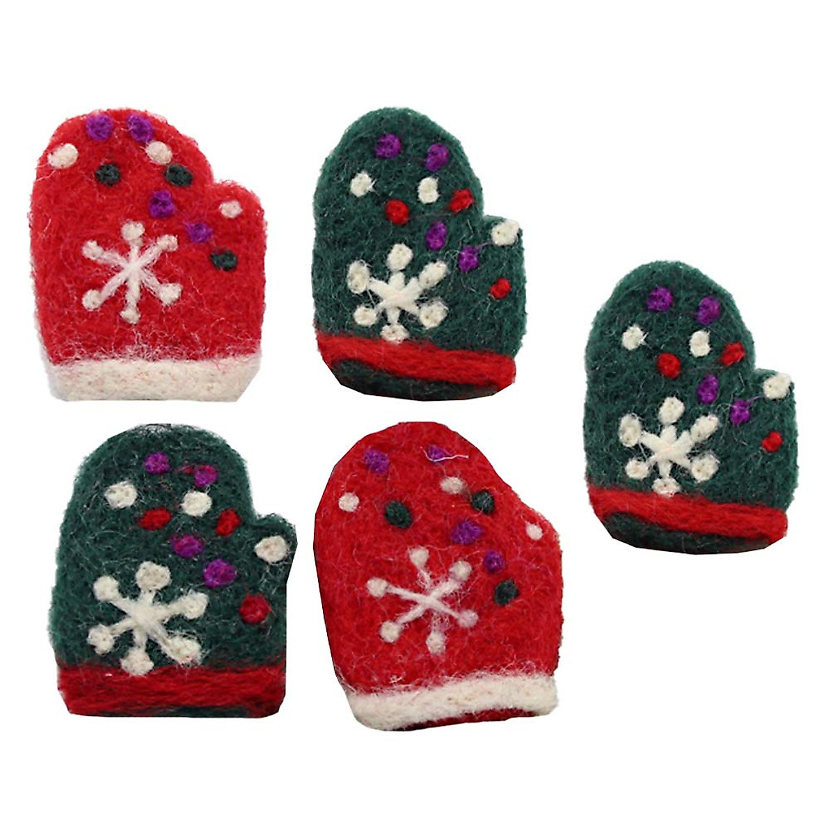 PRETYZOOM 5pcs Wool Felt Gloves Corsage Embellishments Flatback Jewelry Accessories Suit Breast Pin Enamel Brooch Snowflake Cartoon