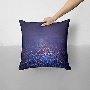iiRov Deep Blue with Gold Shimmering Orbs of Light - Custom Decorative Home Decor Indoor or Outdoor Throw Pillow Cover for Sofa, Bed or Couch Cushion (Pillow CASE Cover ONLY)
