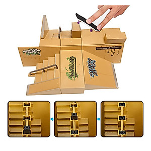 Skate Park Kit, Finger Skateboard Ramp Set -1 Finger Bike -3 Finger Skateboards -1 pair of skates and 8PCS Skate Parks for Finger Skateboard Ultimate Parks Training Props and Finger Toys