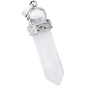 TUMBEELLUWA Crystal Point Necklace Hexagonal Prism Stone Pendant with Chain Healing Jewelry Pack of 2,Rock Quartz