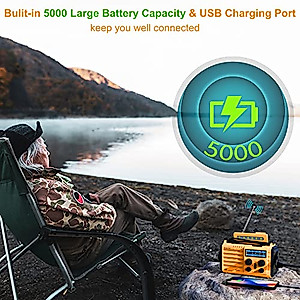 Emergency Radio 5000 Hand Crank Solar Weather Radio,5-Way Power AM/FM/SW/NOAA Survival Portable Radio with Camping Flashlight,Power Bank Phone Charger,Reading Lamp,SOS Alarm Survival Equipment,Compass