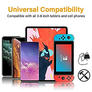 Wall Mount Cell Phone Holder - Mirror Adjustable Cellphone Stand with 2Pcs Adhesive Sticky Pads for Bathroom Bedroom Kitchen or Dorm, Compatible with iPhone Series or Other Smartphones