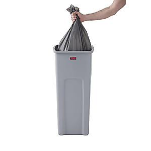 Rubbermaid Commercial Products Untouchable Square Trash/Garbage Container with Lid, 23-Gallon, Gray, Wastebasket for Outdoor/Restaurant/School/Kitchen