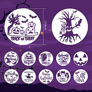 Halloween Stencils, 12" Large Reusable Painting Stencils, Round Happy Halloween Ghost Templates for Crafts, Home Decor, and DIY Projects - 12 PCS (Halloween 03)