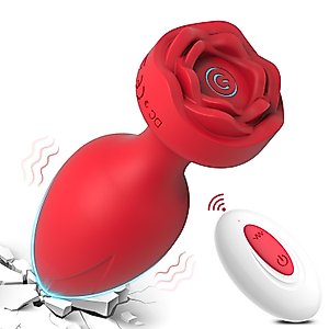Anal Plug Sex Toys for Women, Vibrating Butt Plug Anal Toys Anal Vibrator Buttplug Sex Toys for Couples with 10 Vibration Mode, G Spot Anal Dildo Vibrators Prostat Massager Rose Sex Toy for Men Woman