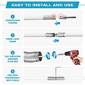 Sealegend 30 FEET Dryer Vent Cleaner Kit Double Synthetic Brush Head Upgraded Flexible Quick Snap Brush with Drill Attachment Extend Up to 30 FEET Fireplace Chimney Brushes