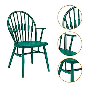 CangLong PP Plastic, Leisure Negotiation Backrest Arm Side, Kitchen Breakfast Counter Conservatory Cafe Pub, Living Room, Bedroom Dining Chairs, set of 2, Green 2
