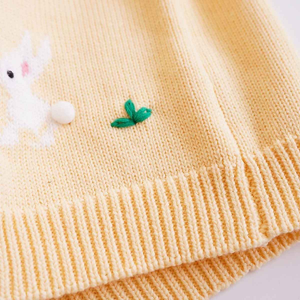 Rolanko Toddler Girls' Sweater Long Sleeve Open Front Button Down Knit Cardigan Kids Top Clothes 1-6 Years (Yellow, 3-4 Years)