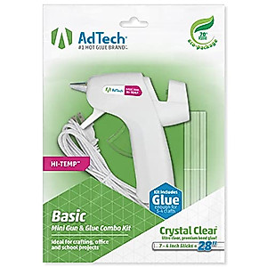 AdTech High Temp Combo Kit Mini Hot Glue Gun with Sticks, White