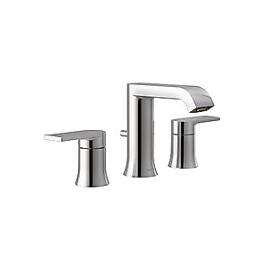 Moen Genta Chrome Two-Handle Widespread Modern Bathroom Faucet with Drain Assembly, Bathroom Sink Faucet 3-Hole Application (Valve Required), T6708