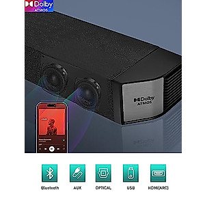 RAINEVERRY 5.1.2 Premium Sound Bar with Dolby Atmos, Surround Sound System for TV, Wireless Subwoofer, Home Theater Surround Sound System, Bluetooth 5.1, Work with 4K & HD TVs| HDMI & Optical