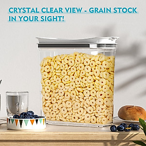 LeonDia 2 Packs Cereal Containers Storage, Airtight Food Storage Containers with Lid, BPA-Free Pantry Organizers and Storage for Cereal Flour Sugar Rice, Cereal Dispenser with 4L/135.2oz