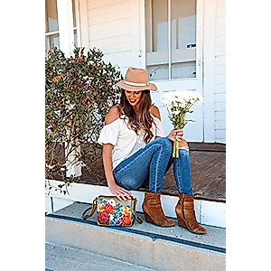 Anuschka Women’s Genuine Leather Medium Flap Crossbody Handbag - Hand Painted Exterior - Dreamy Floral