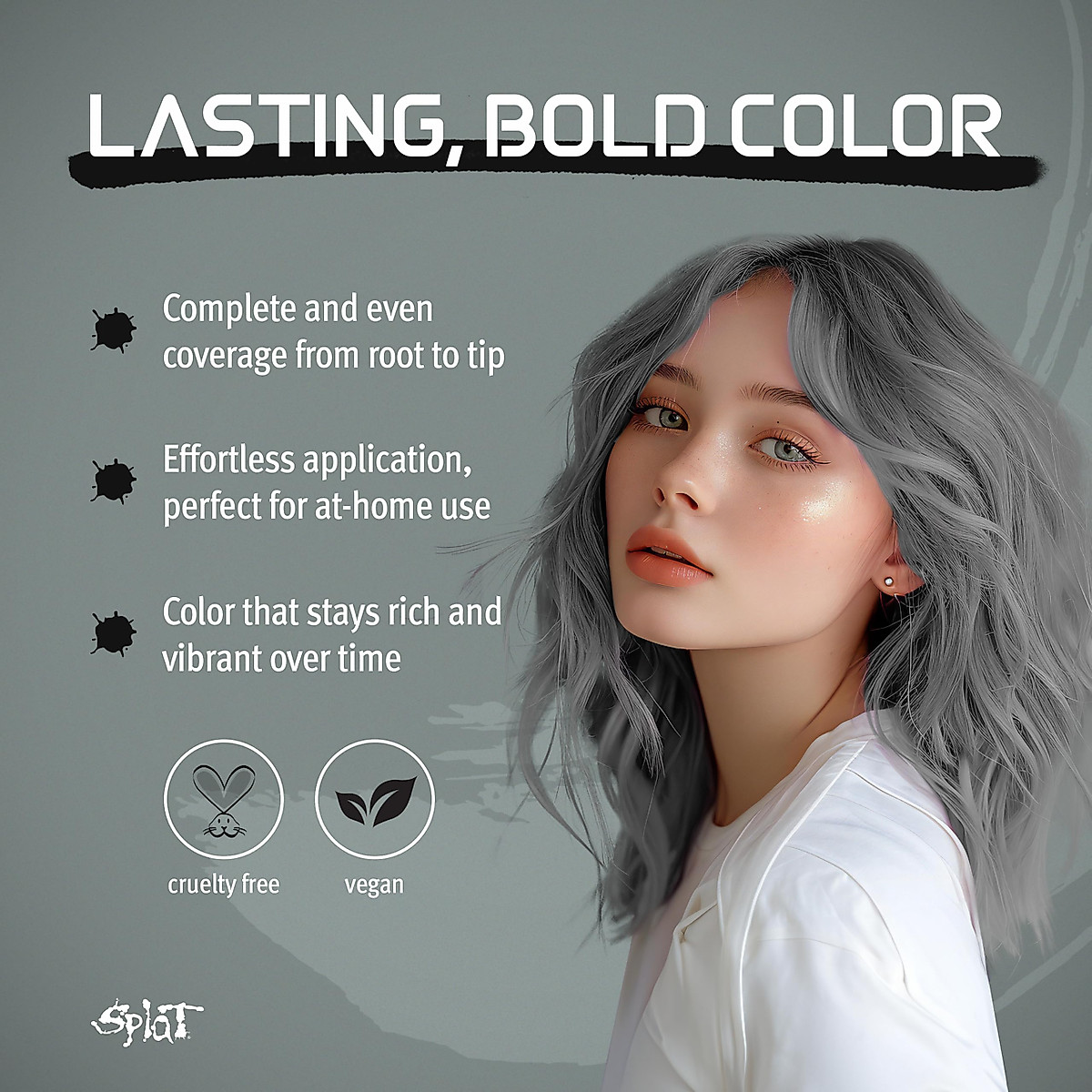 Splat Winter Gray Semi Permanent Hair Dye Kit with Bleach, 1 Application, Includes Gray Hair Dye, Oxide & Bleach Powder, Vegan & Cruelty Free Hair Color
