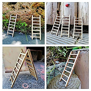 Tophappy Mini Ladders Fairy Garden Accessories ,Wood Step Ladder Set Micro Landscape Accessories for DIY Dollhouse Décor (10 Pcs Ladder)