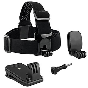 CamKix Head & Backpack Mount Bundle Compatible with GoPro Hero 8,7, 6, 5, Black, Session, Hero 4, Black, Silver, Hero+ LCD, 3+, 3, DJI Osmo Action - Head Strap/Hat Quick Clip/Backpack Clip Mount