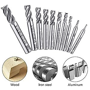 Utoolmart 3/8" Cutting HSSAL Spiral Drill Bit Straight End Mill Cutter 4 Flute with 3/8" Shank 2pcs