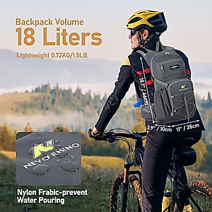 N NEVO RHINO Multipurpose Hydration Backpack with 3L Water Bladder, High Flow Bite Valve, Perfect Water Backpack 18L for Hiking, Cycling