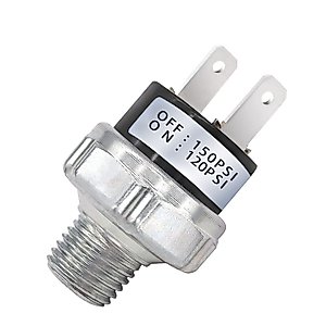 mankk Air Pressure Switch 120-150 PSI Thread 1/4"NPT 24V 12V DC Air Compressor Pressure Switch for Air Horn Train 120-150-1/4"NPT-W