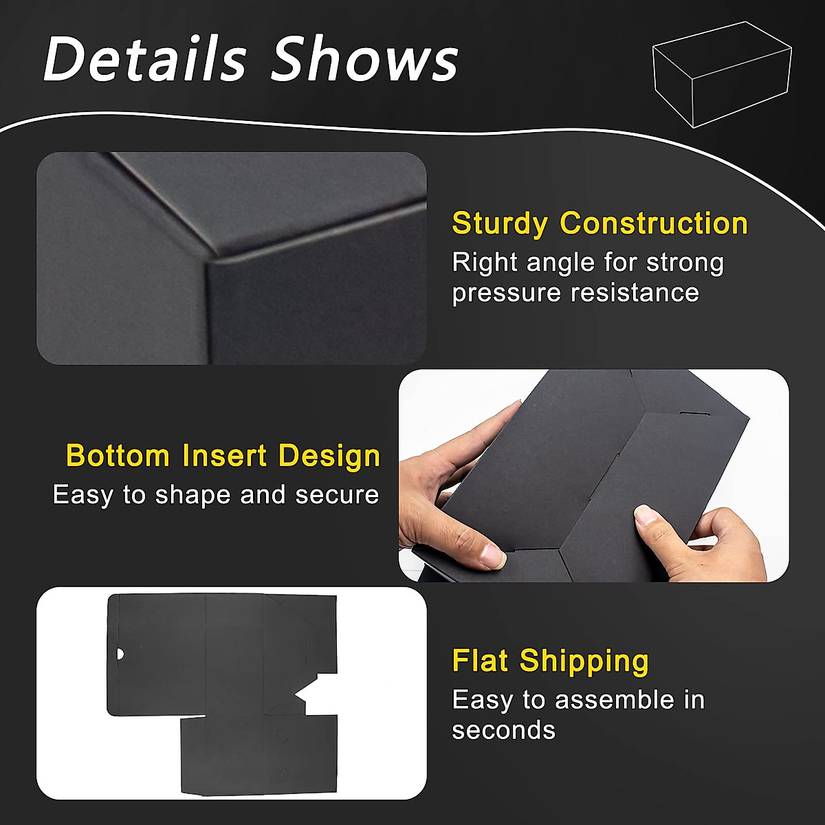 opaprain 10 Pack of 9x6x4 inch Black Gift Box with Lid, Recyclable Paper Suitable for Wedding, Festivals, Gifts, Graduation, Birthday