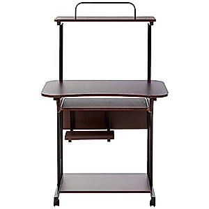 Target Marketing Systems Mobile Computer Home Office, Modern Writing Desk with Bookshelf, PC Laptop Study Table Workstation, Espresso