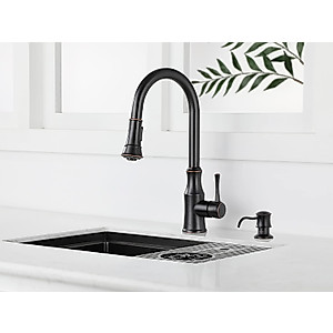 AguaStella AS94ORB Oil Rubbed Bronze Pull Down Kitchen Faucet and ASF42ORB Oil Rubbed Bronze Built in Soap Dispenser Combination