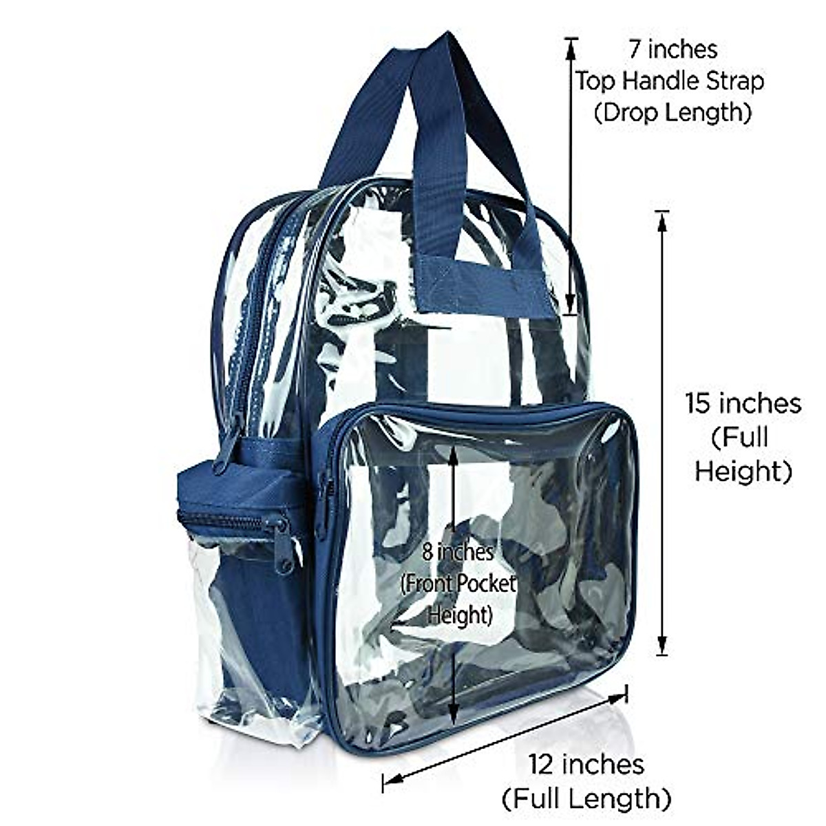 DALIX Small Clear Backpack Bag in Navy Blue