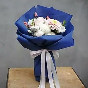 Leoyoubei 20 Sheets Flower Bouquets Wrapping Paper,Waterproof Frosted Gift Packaging Paper,Gift Box Packaging,Packaged on Both Sides Paper Bundle Florist Bouquet Wraps Material 22.8” (Royal Blue)