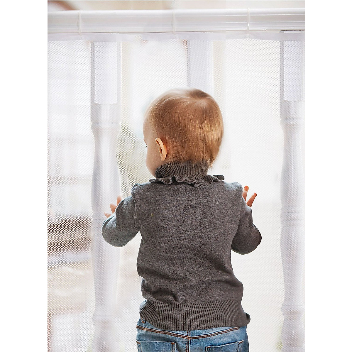 Winkeyes Children Safety Rail Balcony Stairs Safety Net Banister Stair Net for Kids/Pet/Toy Safety on Indoor/Outdoor Stairs, Balcony, or Patios, 9.8 x 2.5 ft