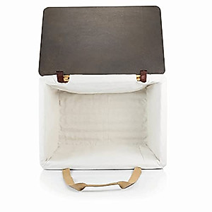 PICNIC TIME Canasta Wicker, Picnic Basket for 2, 18.9 x 13.8 x 11, Beige Canvas With Brown Lid