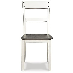Signature Design by Ashley Nelling Modern Farmhouse Weathered Dining Chair, 2 Count, White & Dark Brown