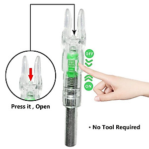 GUGA 6Pcs Lighted Nocks for Arrows with .244"/6.2mm Inside Diameter.Automatic Light Up When Shooting(Green)