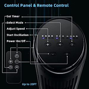 Tangkula 40 Inch Tower Fan with Remote, Oscillating Standing Fan with 3 Wind Modes, 4 Wind Speeds, Smart Control Panel, 15H Timer, Portable Quiet Floor Bladeless Fan for Living Room, Bedroom, Office