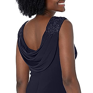 Alex Evenings Women's Long Cowl Back Dress (Petite and Regular), Navy, 14