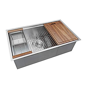 Ruvati 32-inch Workstation Ledge Tight Radius Undermount 16 Gauge Kitchen Sink Single Bowl - RVH8301