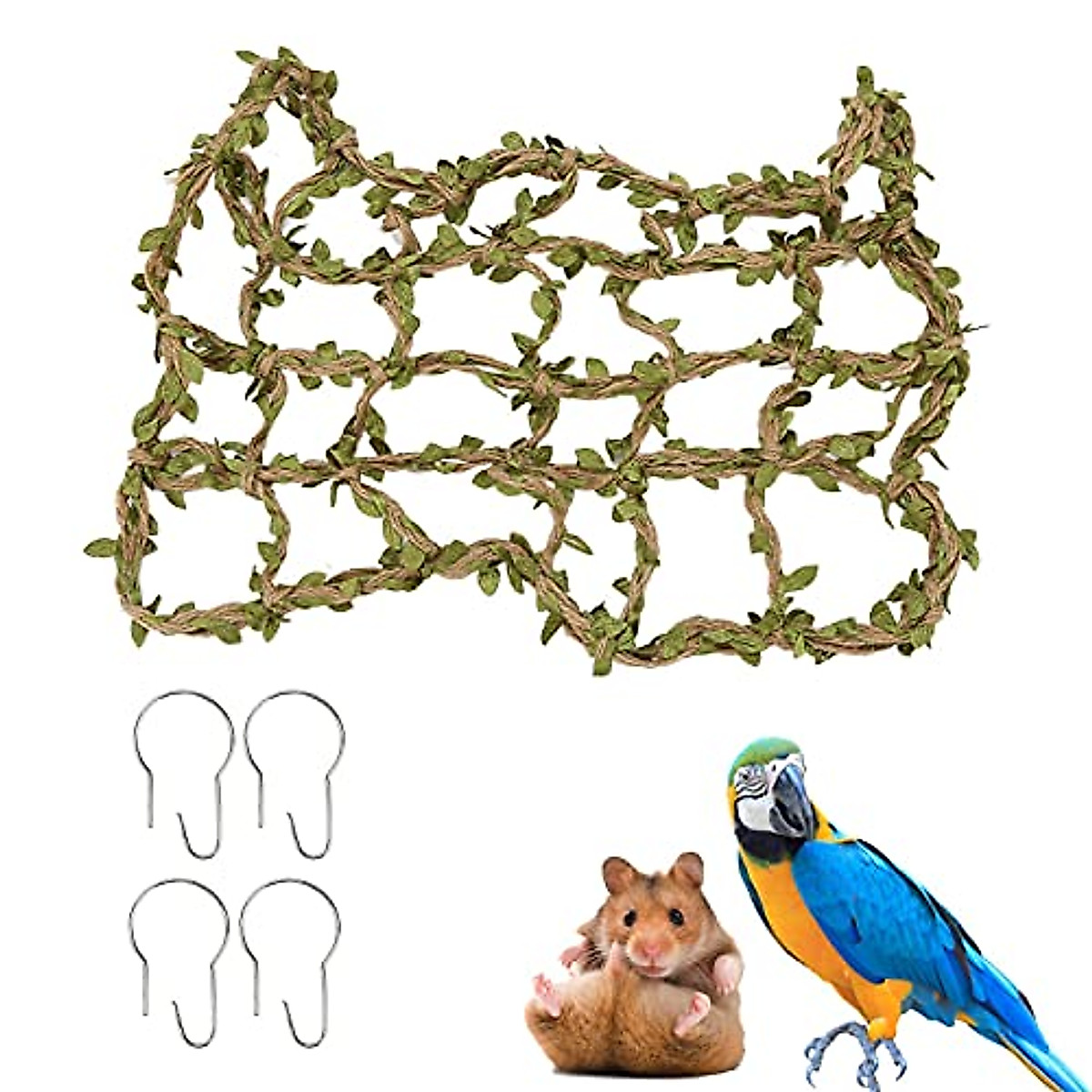 Pet Bird Climbing Rope Net, Perch Toy Decor Cotton Hemp Rope Ladder Small Animal Rope Net Ladder Small Animal Rope Net Bird Climbing Net for Birds and Hamsters