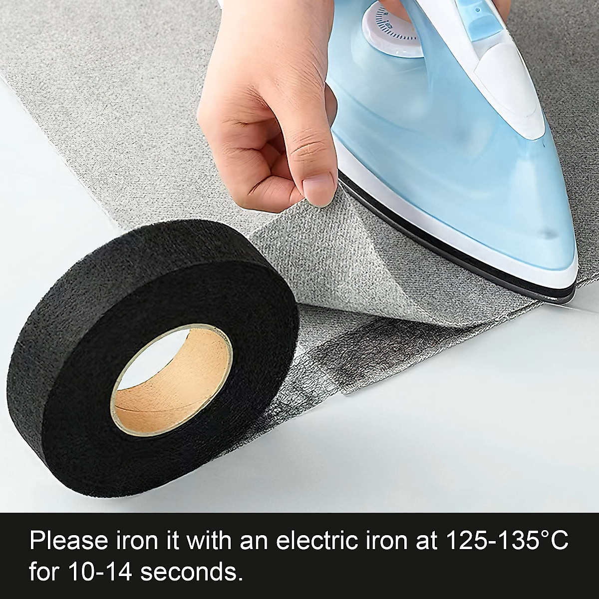 6 Rolls of Versatile Hemming Tape, 162 Yards of No-Sew Iron-On Fabric Fusing Tape for Easy Clothes Repair and Sewing Projects, Ideal for Pants, Dresse, Curtain and More (0.4/0.8/1.2 inch, White/Black)