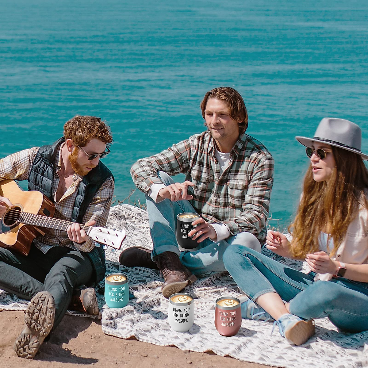 Gtmileo Thank You Gifts, 4 Pack Thank You For Being Awesome Stainless Steel Insulated Wine Tumbler, Christmas Birthday Appreciation Gifts for Women Coworker Teacher Employee Friends(12oz, Multi Color)